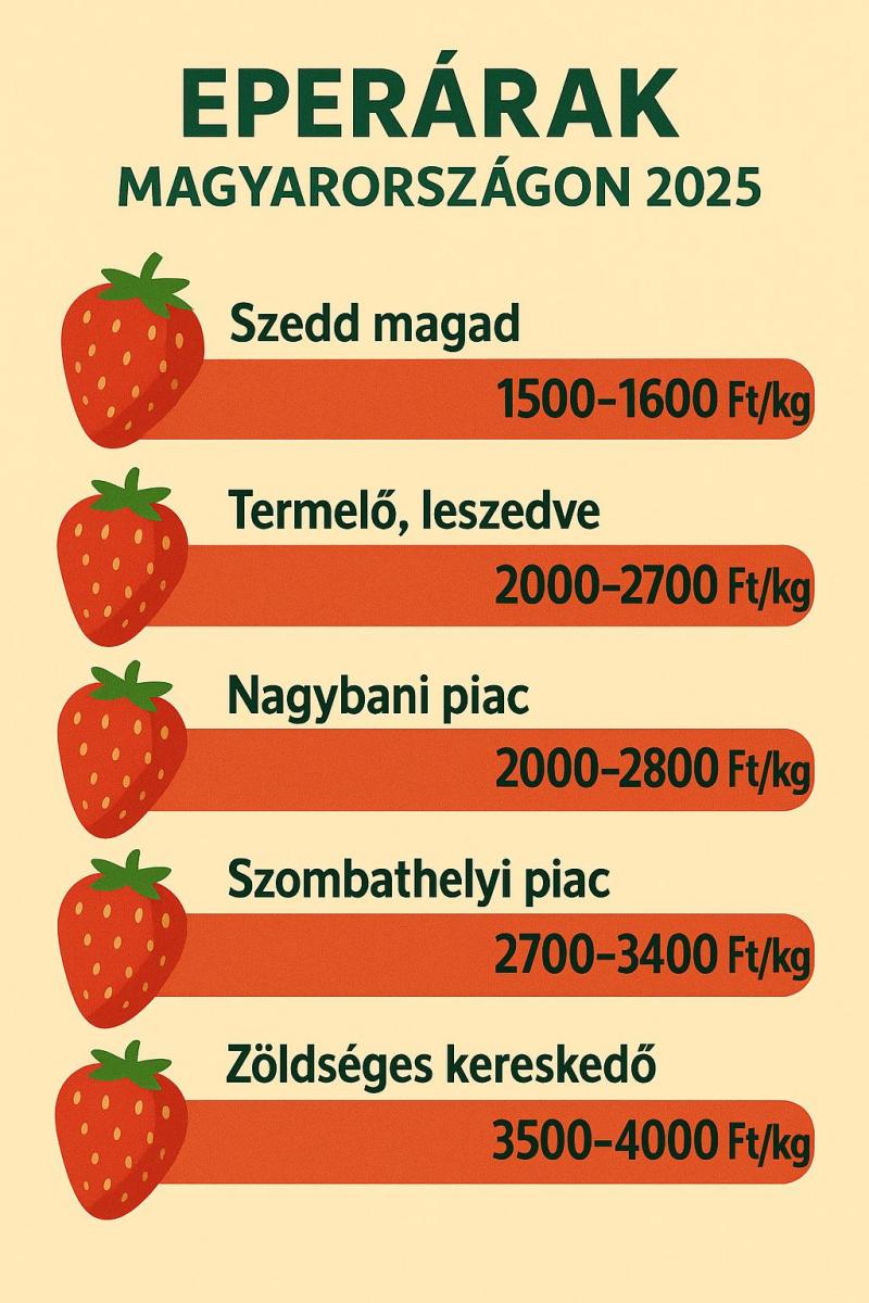 Szedd magad eper Szombathely 2025 – Friss árak és helyszínek